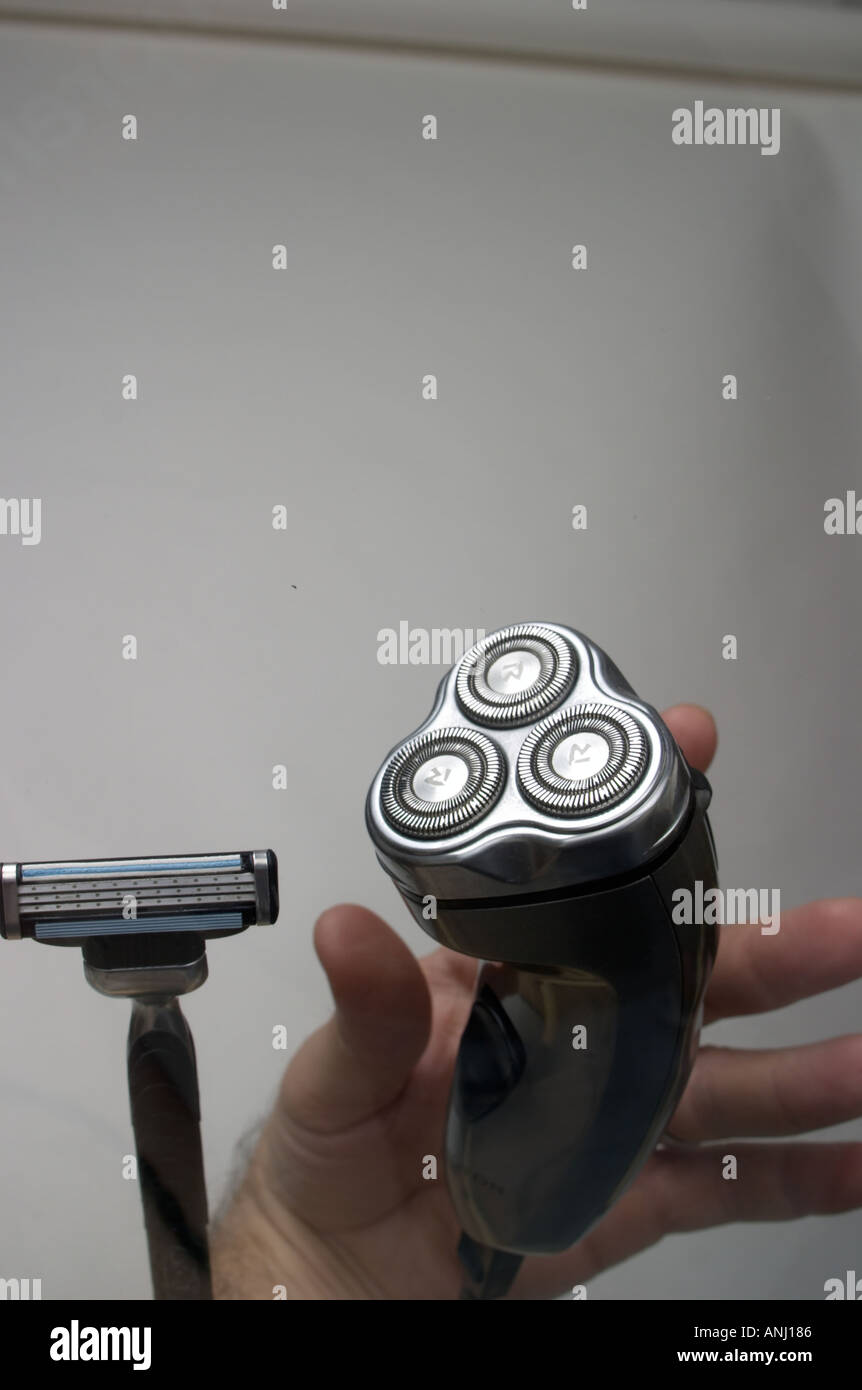 man reaching for razor safety or electric Model released and Property ...