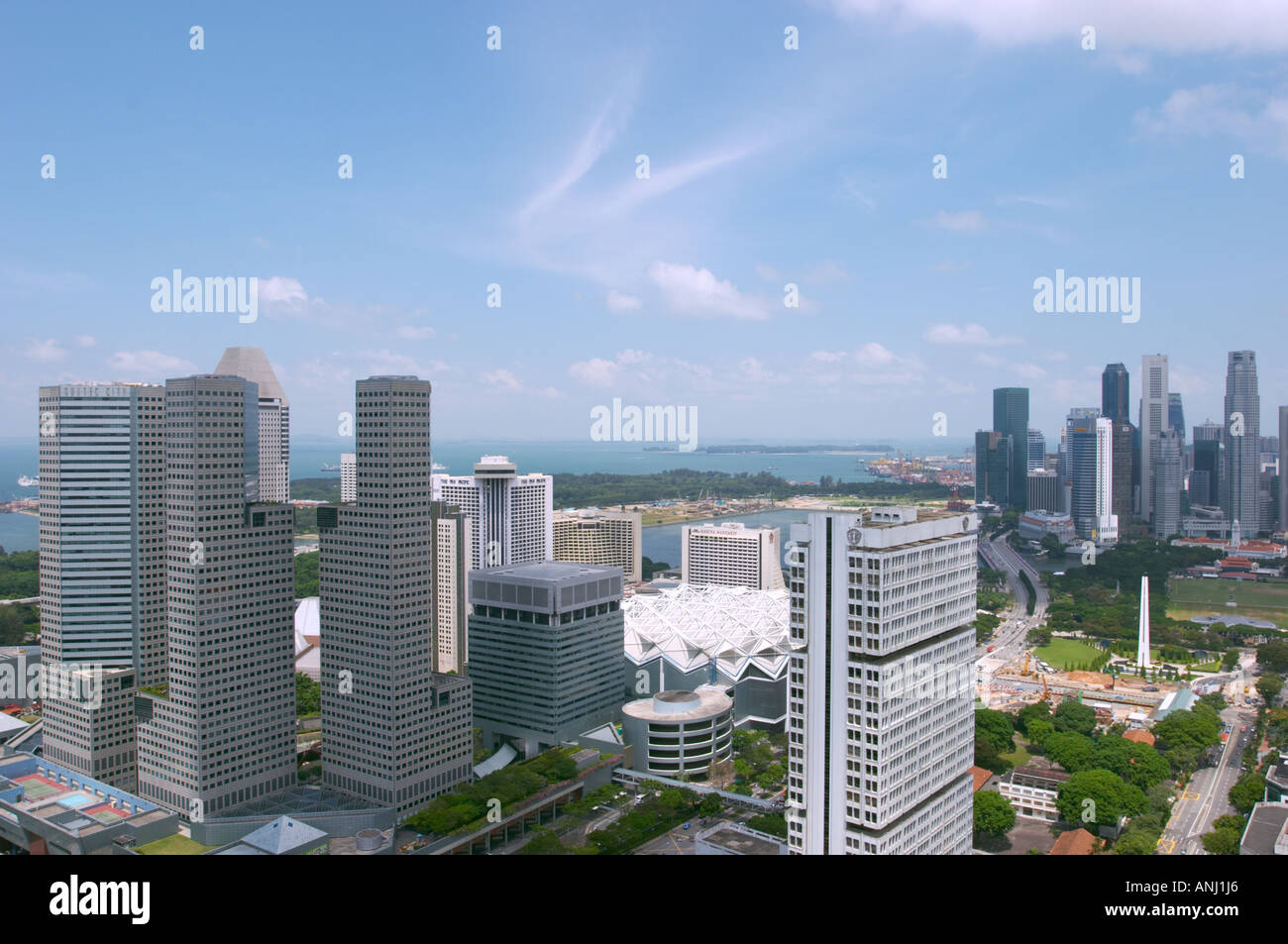 An aerial view towards Suntec City in Singapore, Business Convention ...