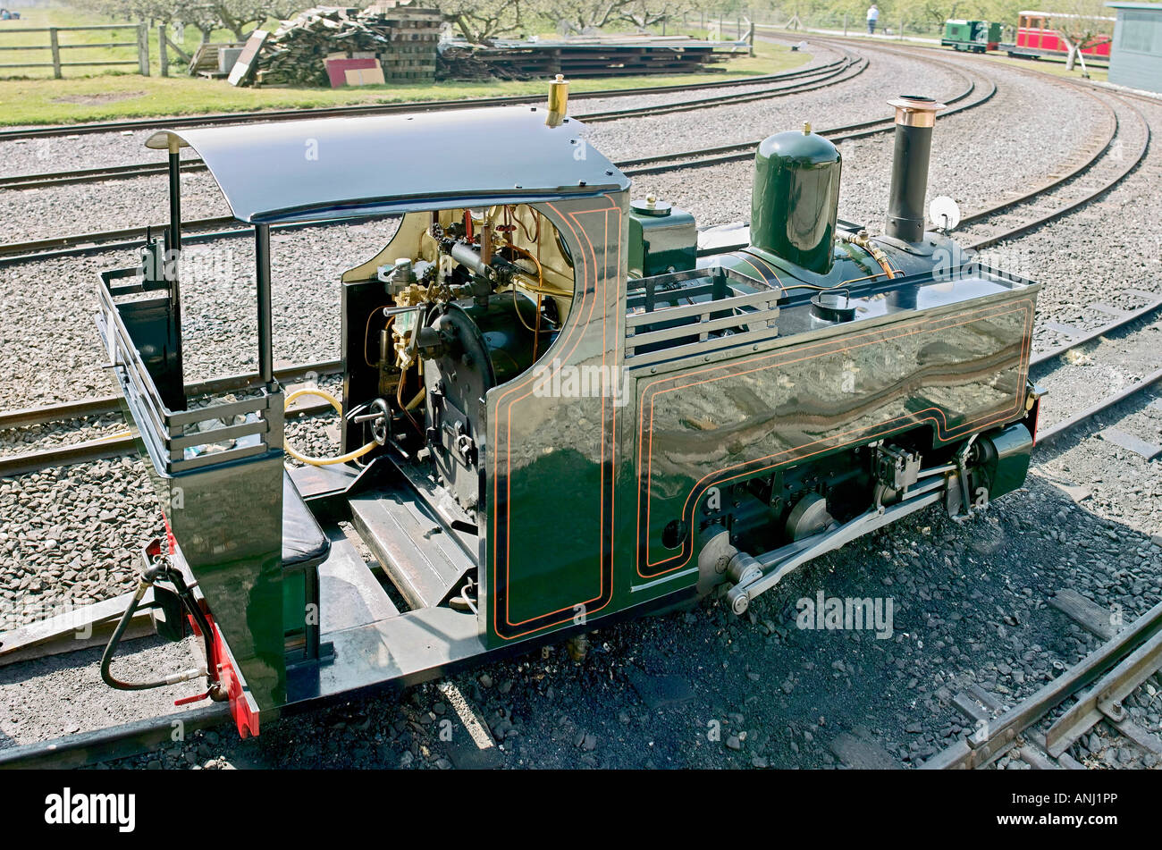 A narrow guage steam engine in station Stock Photo - Alamy