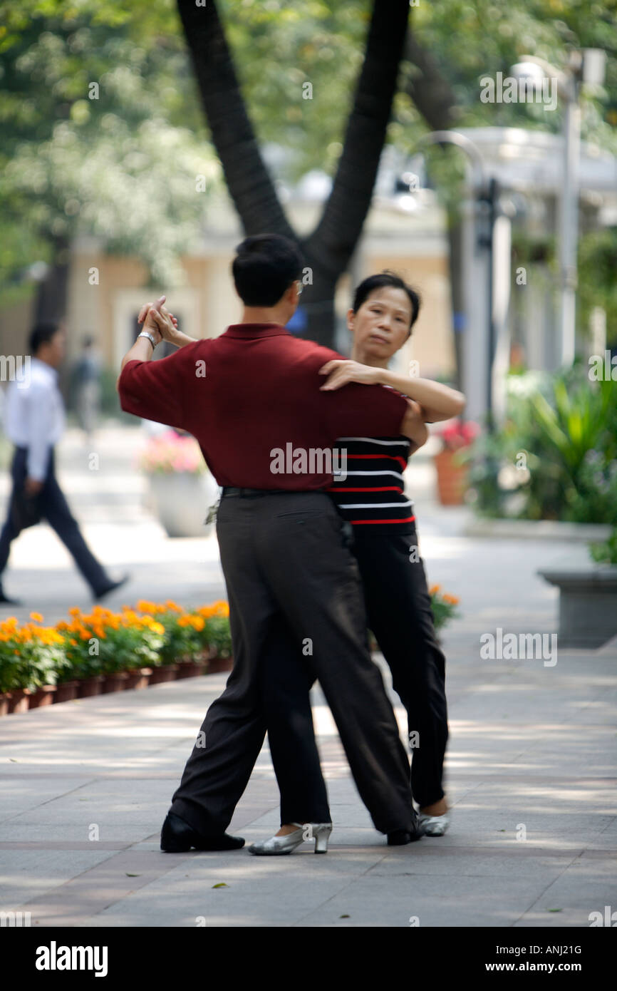 Ballroom dancing in the park, Shamian Dao Sand Surface Island ...