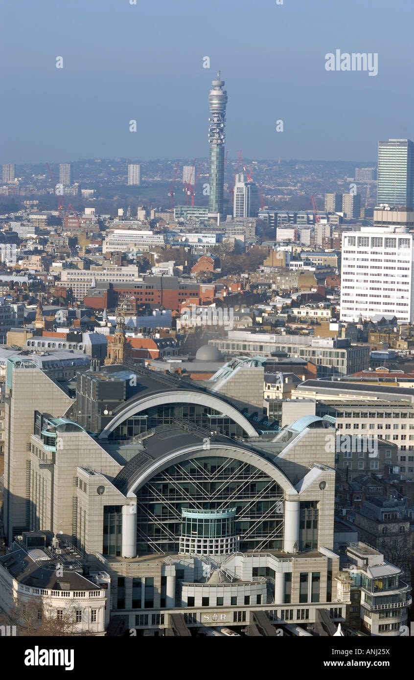 Charing Cross station and BT Tower viewed from the London Eye London ...