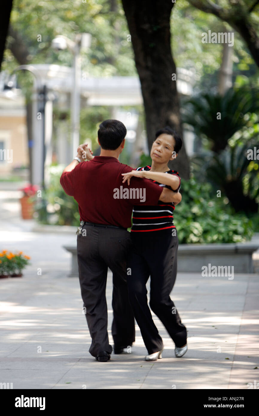 Ballroom dancing in the park, Shamian Dao Sand Surface Island ...