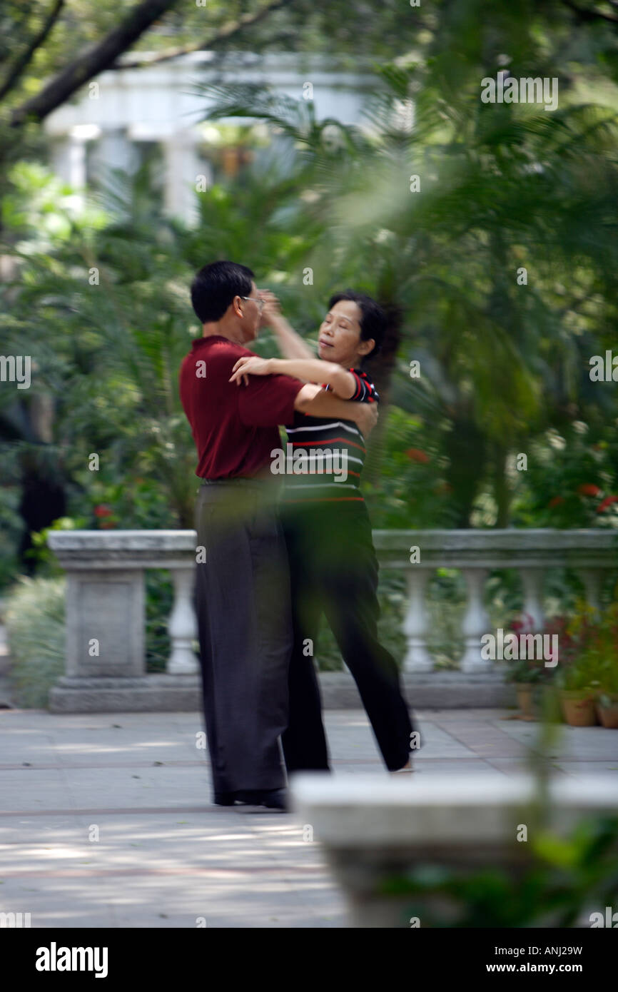 Ballroom dancing in the park, Shamian Dao Sand Surface Island ...