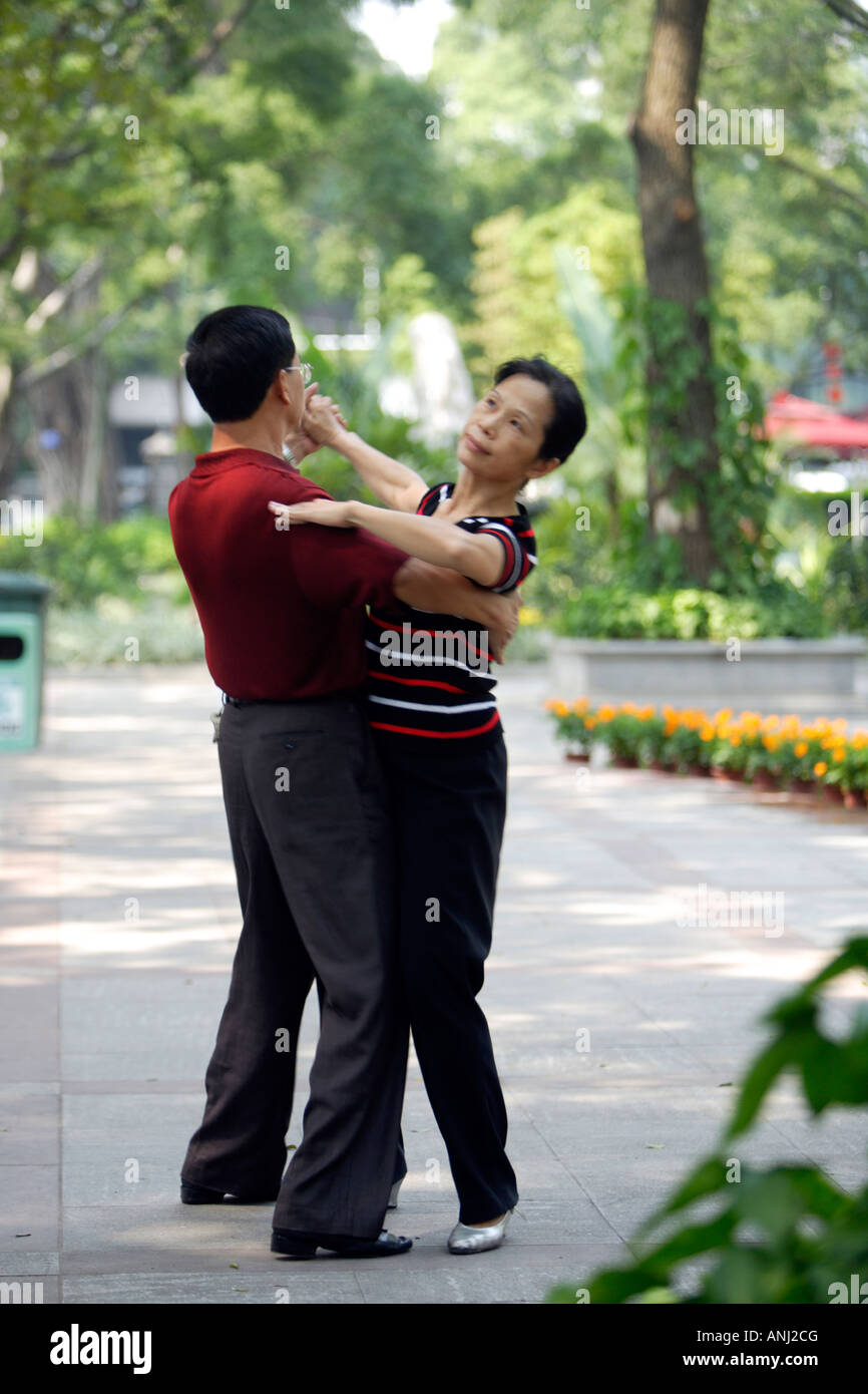 Ballroom dancing in the park, Shamian Dao Sand Surface Island ...