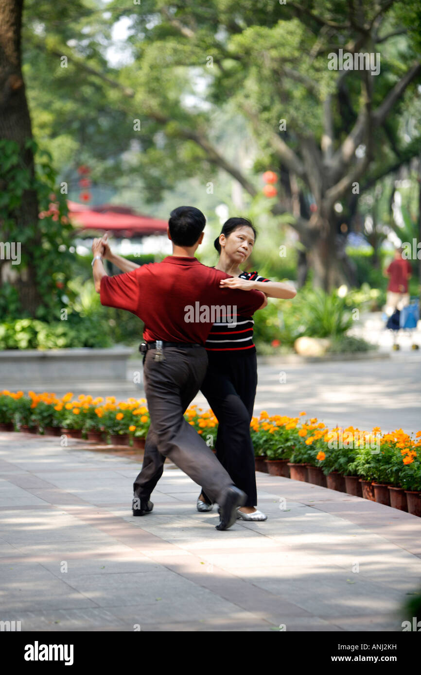 Ballroom dancing in the park, Shamian Dao Sand Surface Island ...