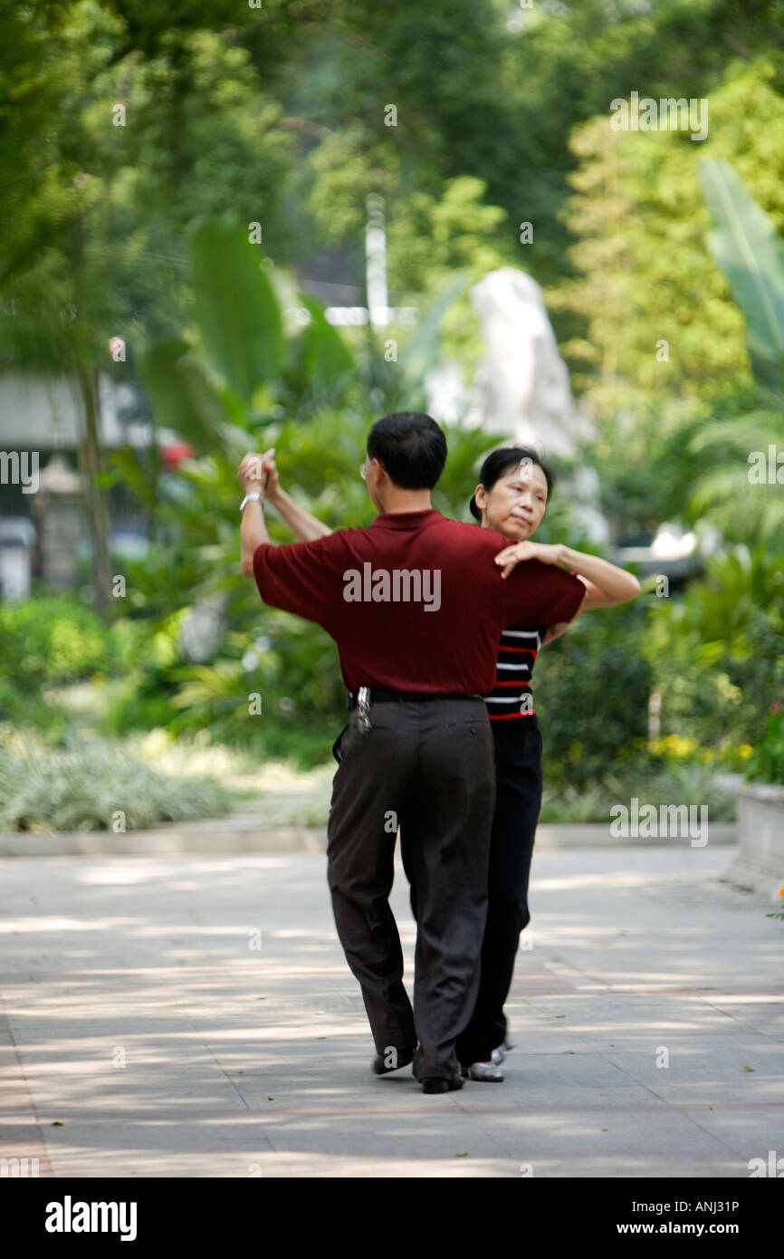 Ballroom dancing in the park, Shamian Dao Sand Surface Island ...