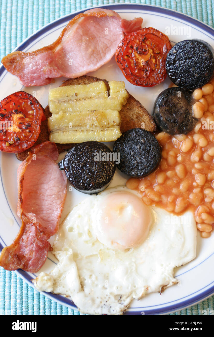 Full English Breakfast - Bacon and Eggs Beans and Black Pudding Stock ...