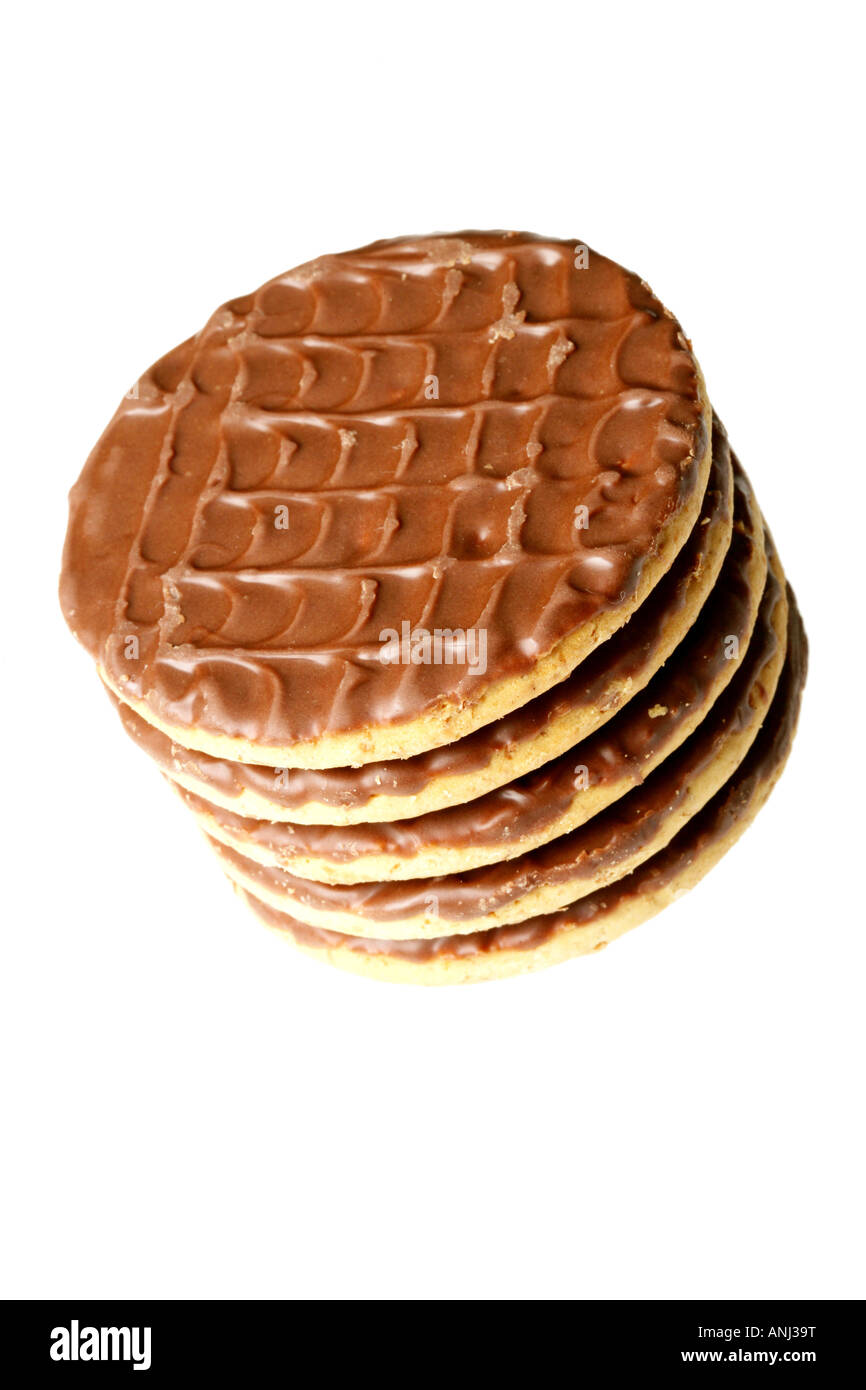Pile Stack Or Heap Of Milk Chocolate Digestive Biscuits Isolated ...