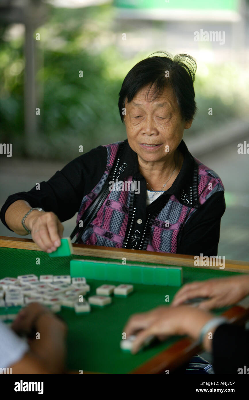 Senior women playing Mahjong, Shamian Dao Sand Surface Island ...