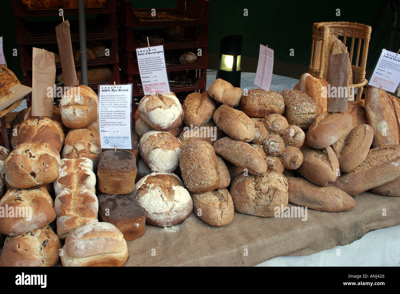 Bread stall at Borough market London England Stock Photo - Alamy