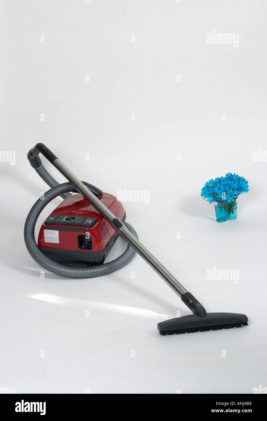 Red vacuum cleaner with blue daisies Model released and Property ...