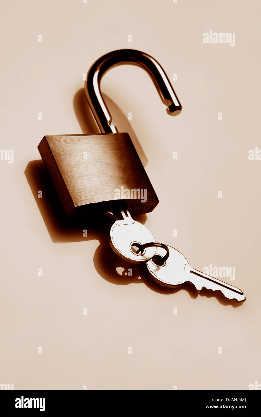 keys in unlocked padlock Stock Photo - Alamy