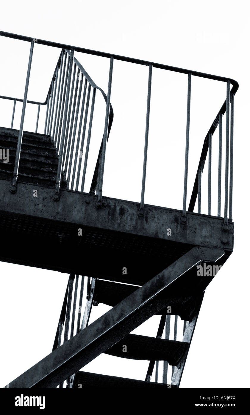 Emergency fire escape metal steps Stock Photo - Alamy