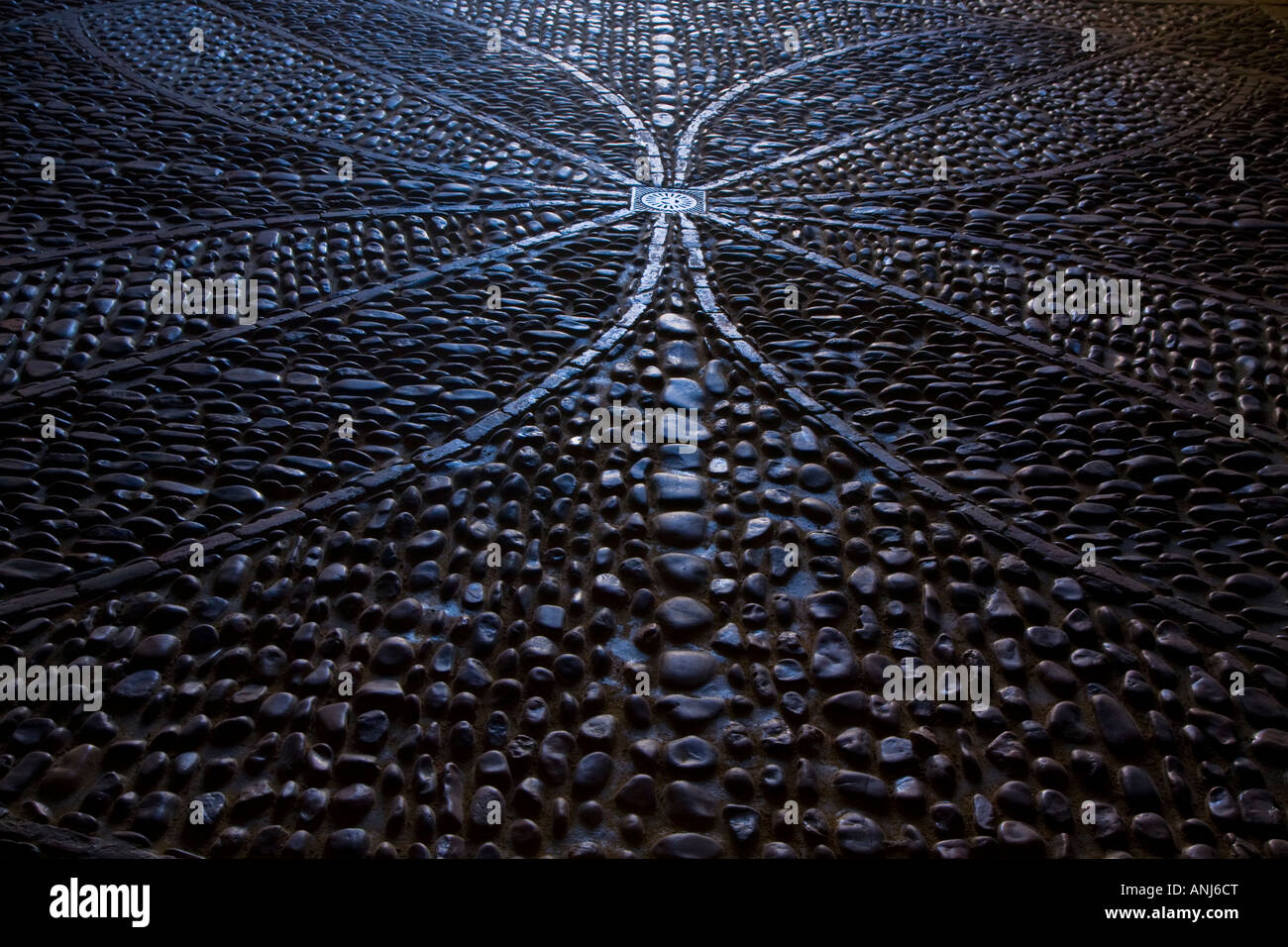 Cobble stone on the floor of an inner courtyard of the Real Alcazar ...
