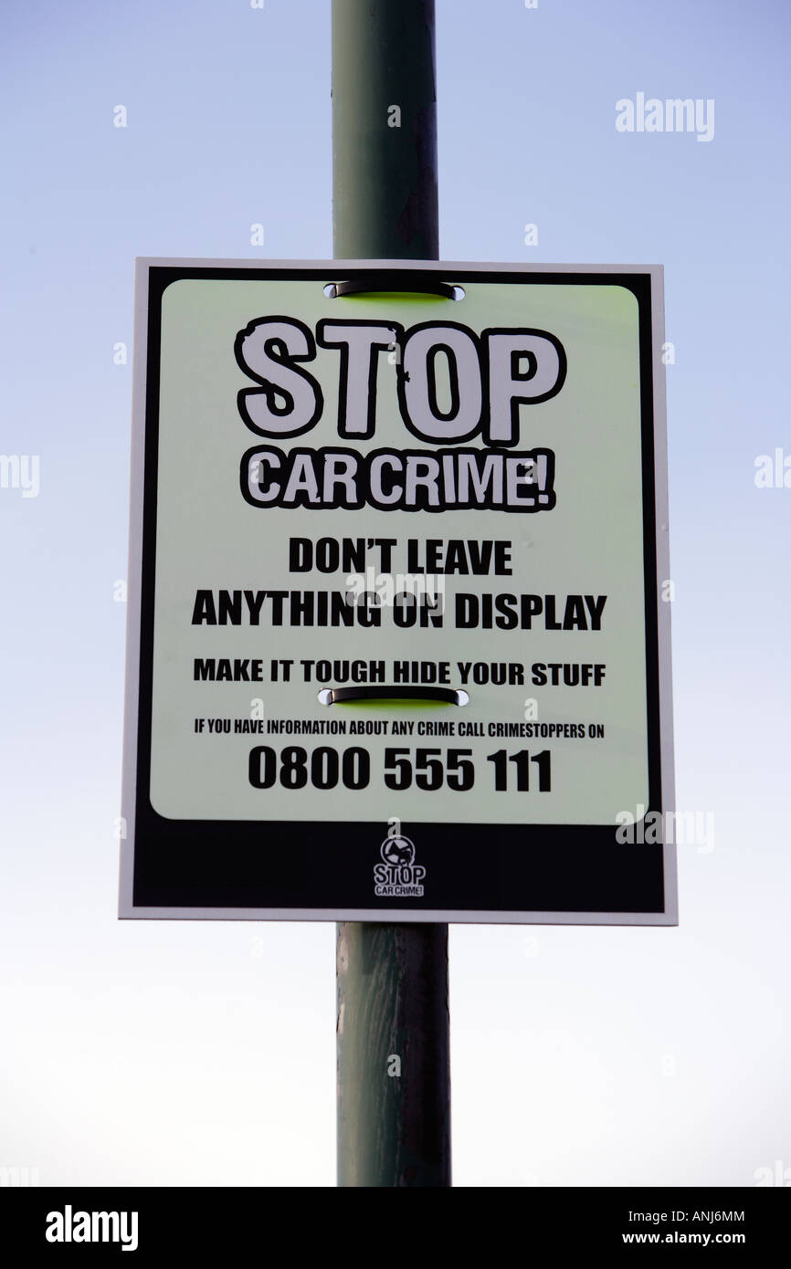 Stop Car Crime Sign Stock Photo - Alamy