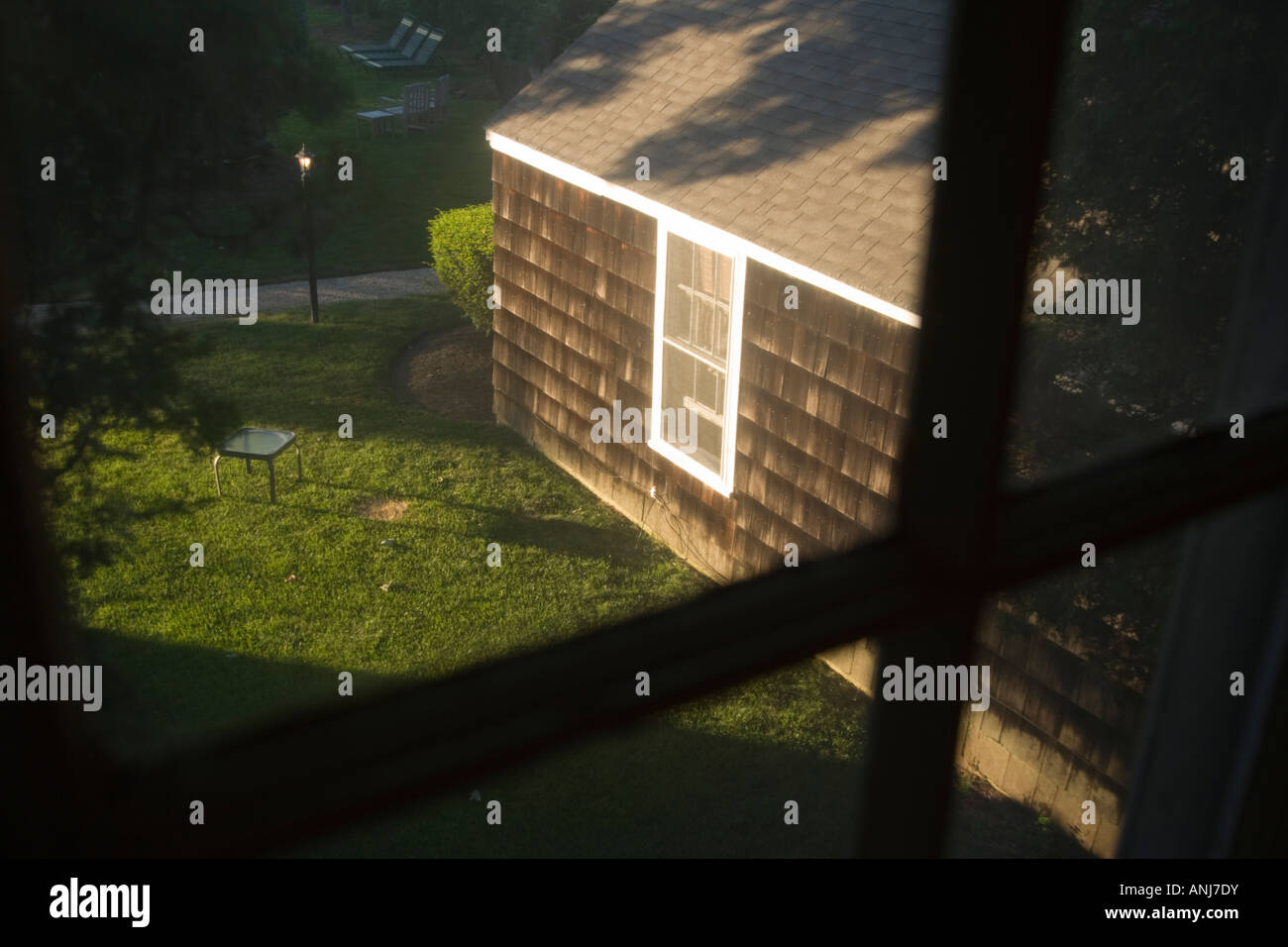 Summer bungalow as seen through a window Stock Photo - Alamy