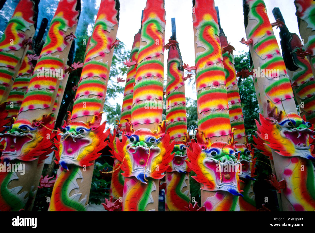 Giant torches used in Buddhist religious ceremonies in Penang Malaysia ...