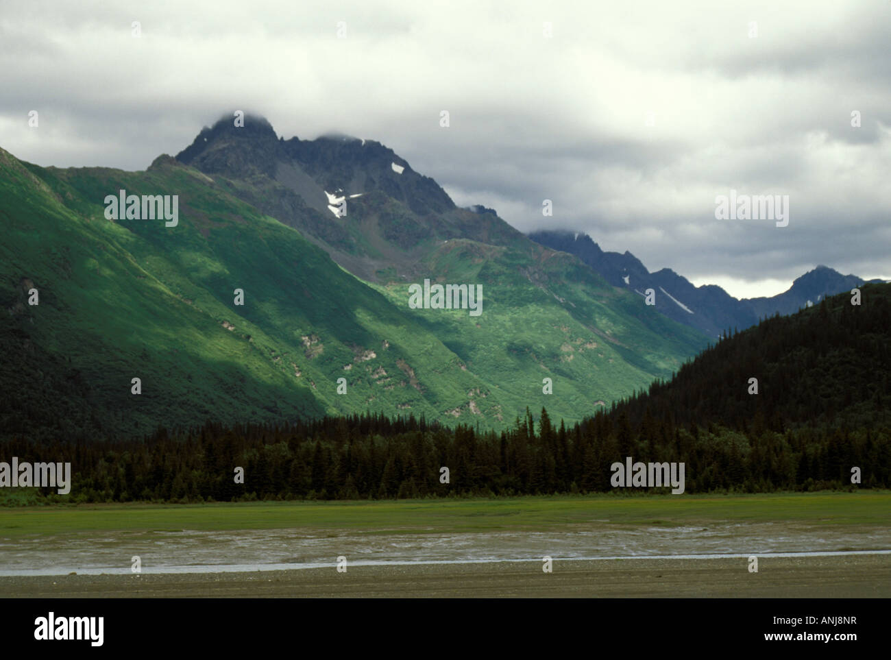 AK Lake Clark National Park Alaska scenic view mountains coastline ...