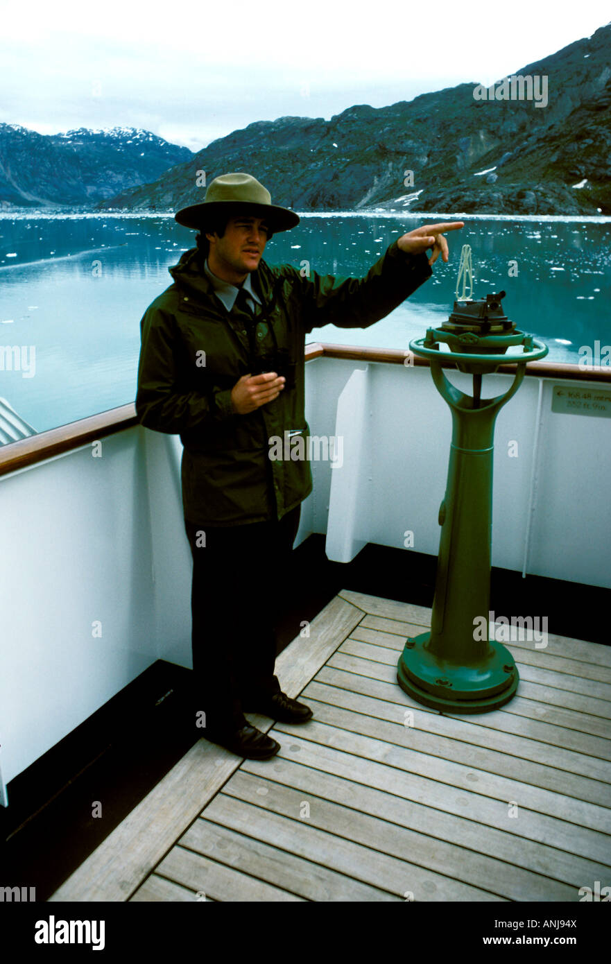ranger AK Glacier Bay National Park Margerie Glacier icy ice field ...