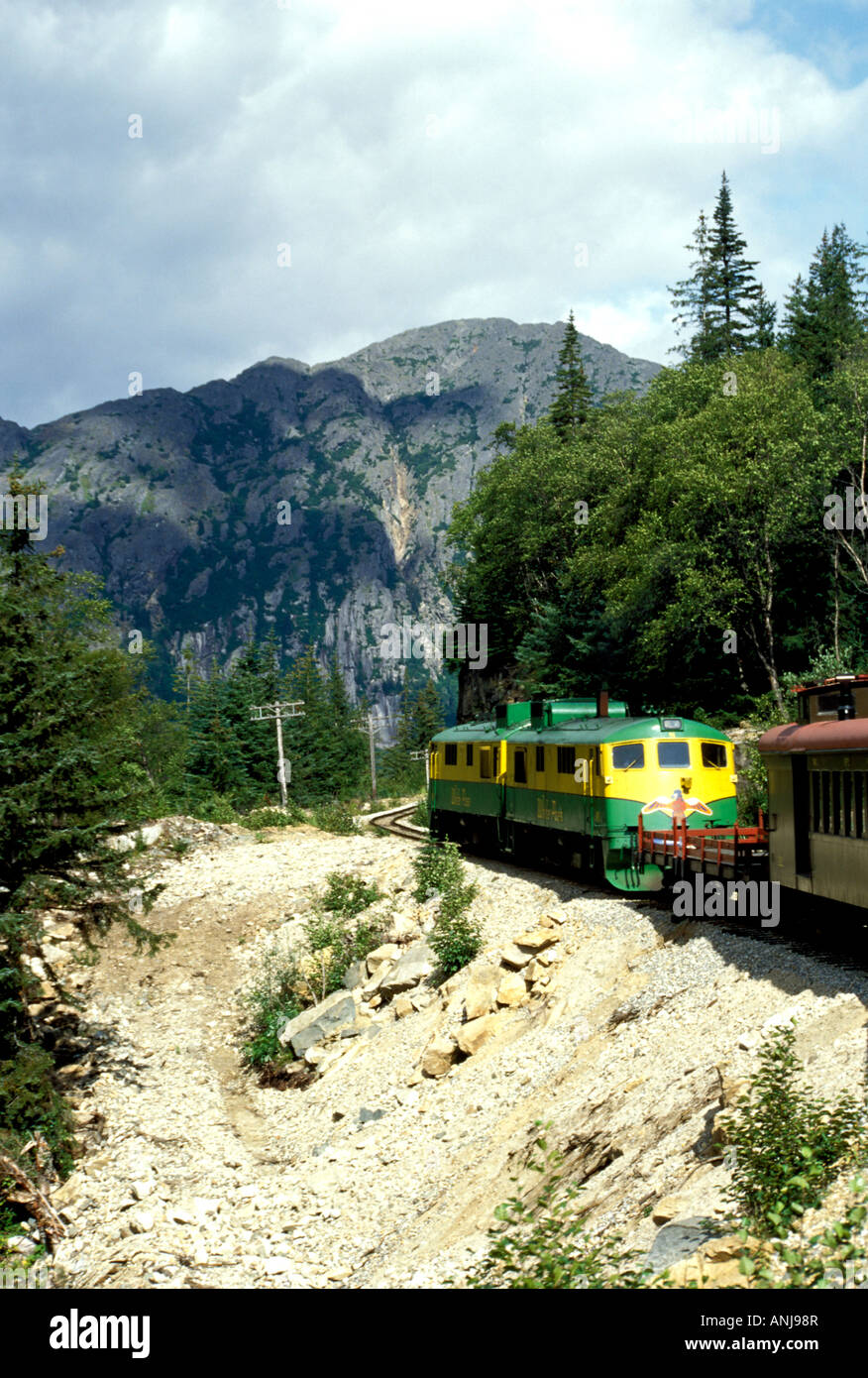 AK Skagway Alaska White Pass Yukon Railroad locomotive steam train ...