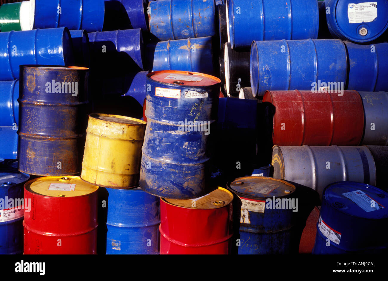 Oil barrels stacked hi-res stock photography and images - Alamy