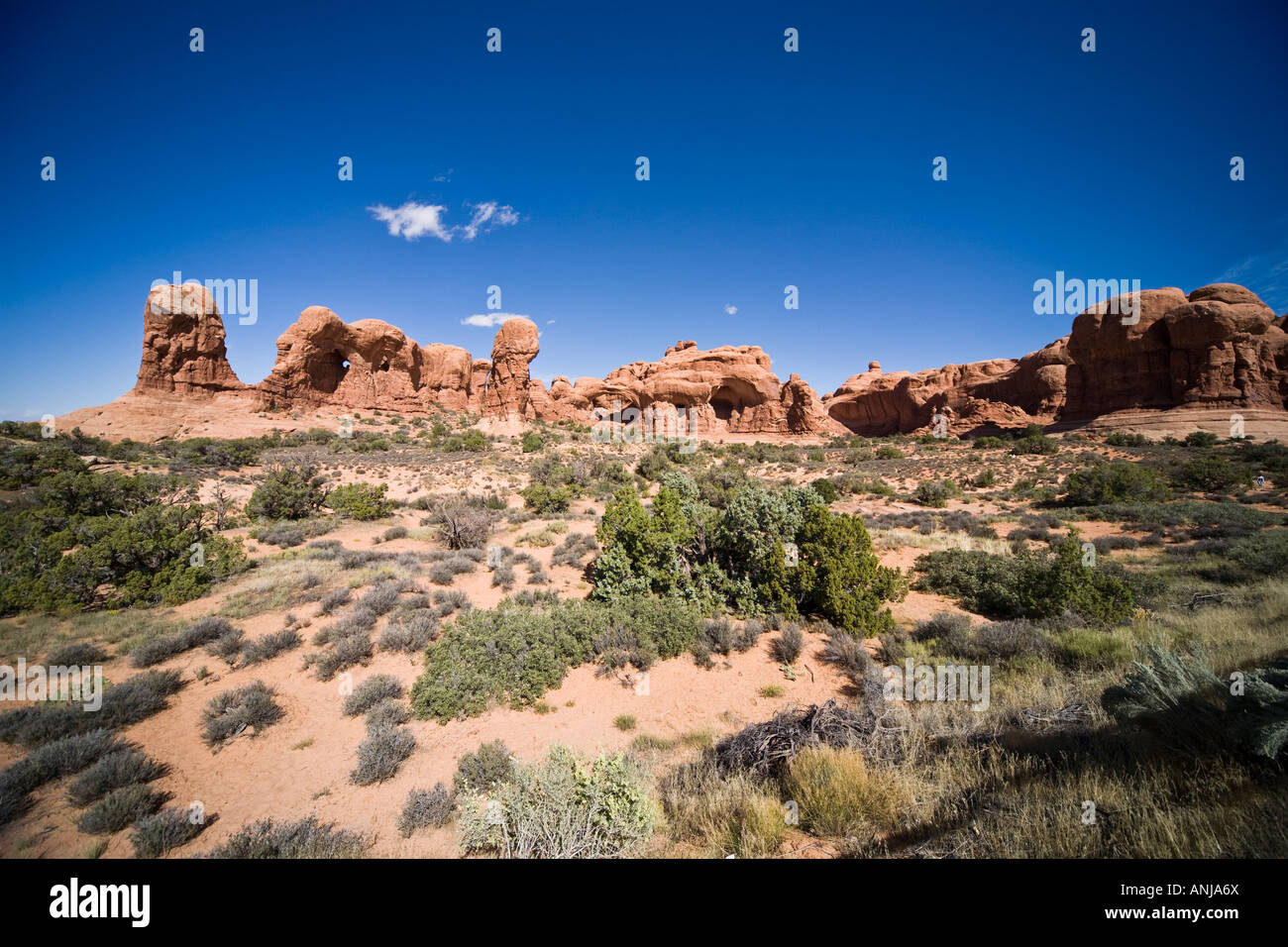 Double Arch - Rock formation in Arches National Park in Utah, USA Stock ...