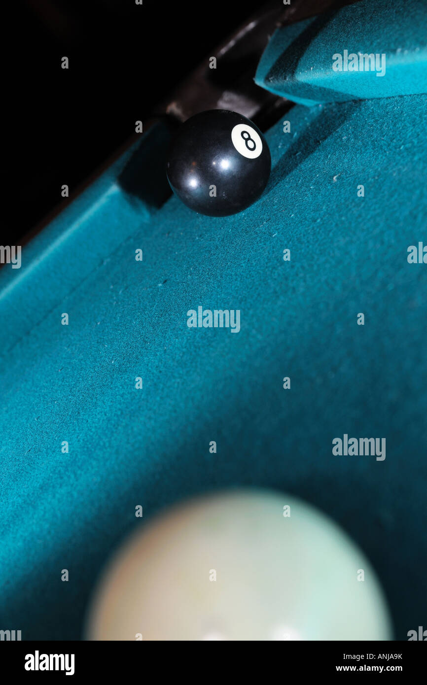 eight ball corner pocket set up Stock Photo - Alamy