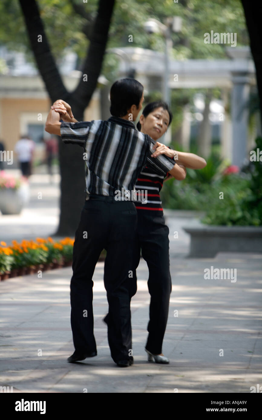 Ballroom dancing in the park, Shamian Dao Sand Surface Island ...
