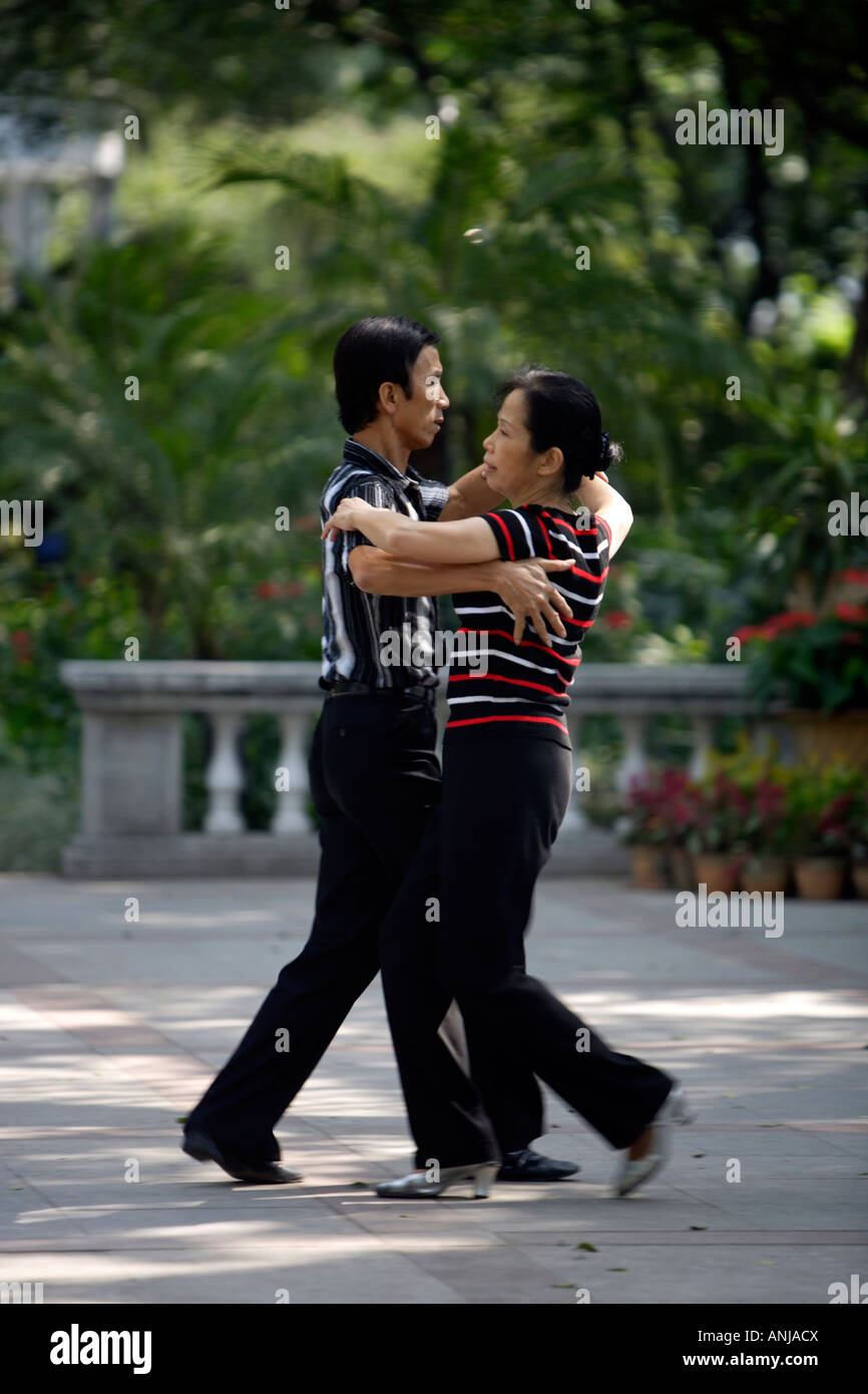 Ballroom dancing in the park, Shamian Dao Sand Surface Island ...