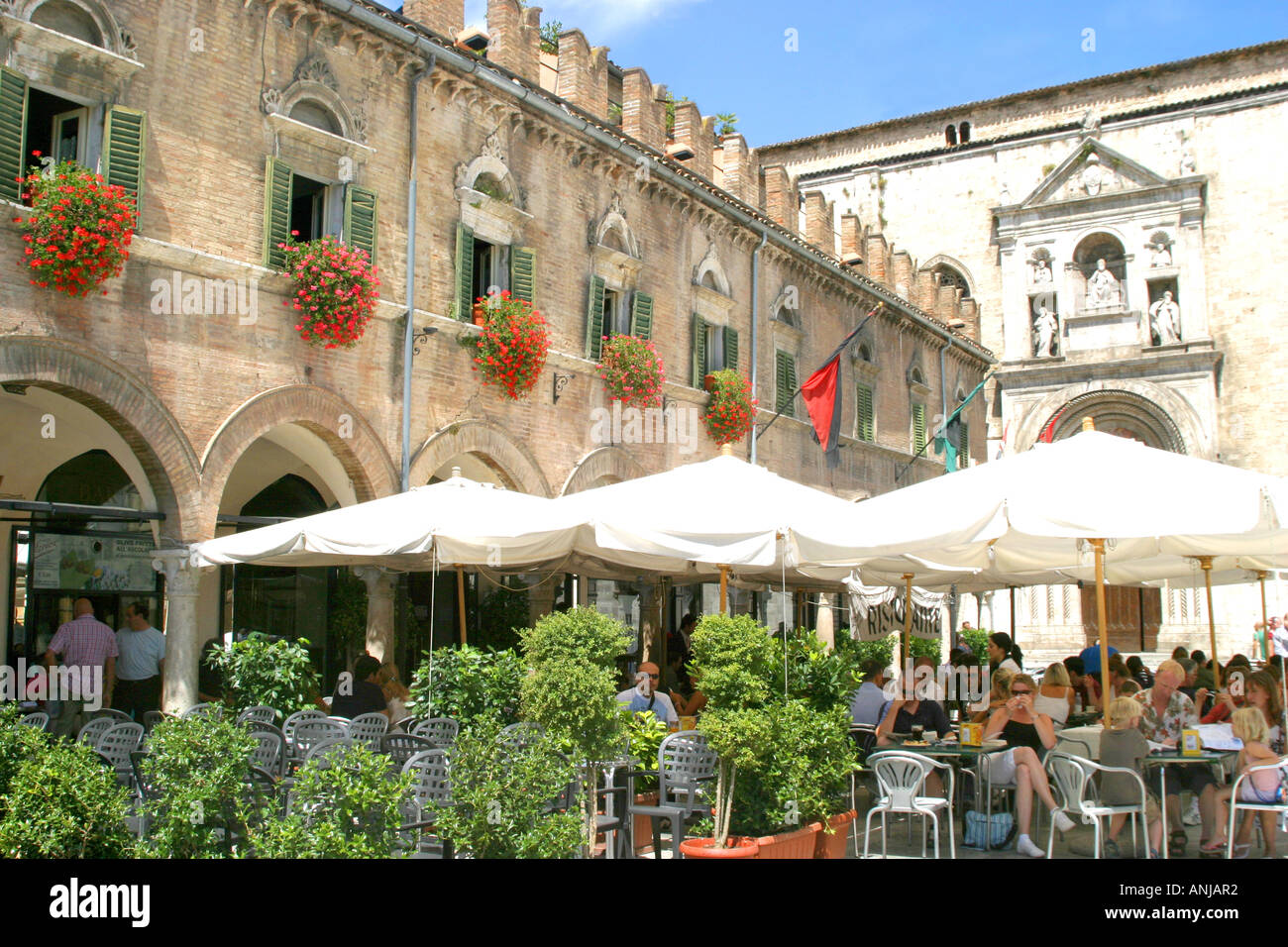 The famous, beautiful and historic piazza del popolo in Ascoli Piceno ...