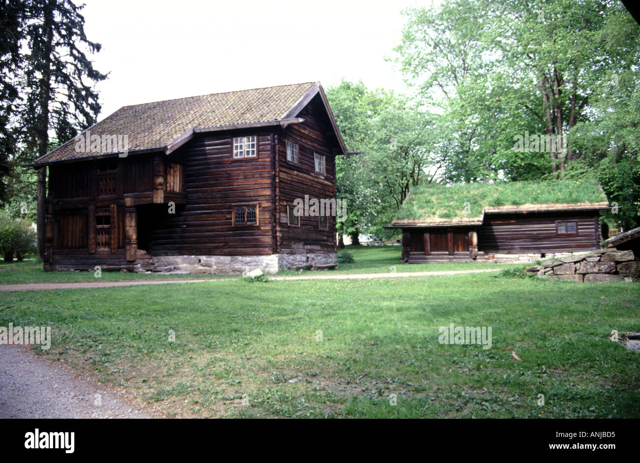 Traditional Norwegian timber house on the Telemarkskanalen Stock Photo ...