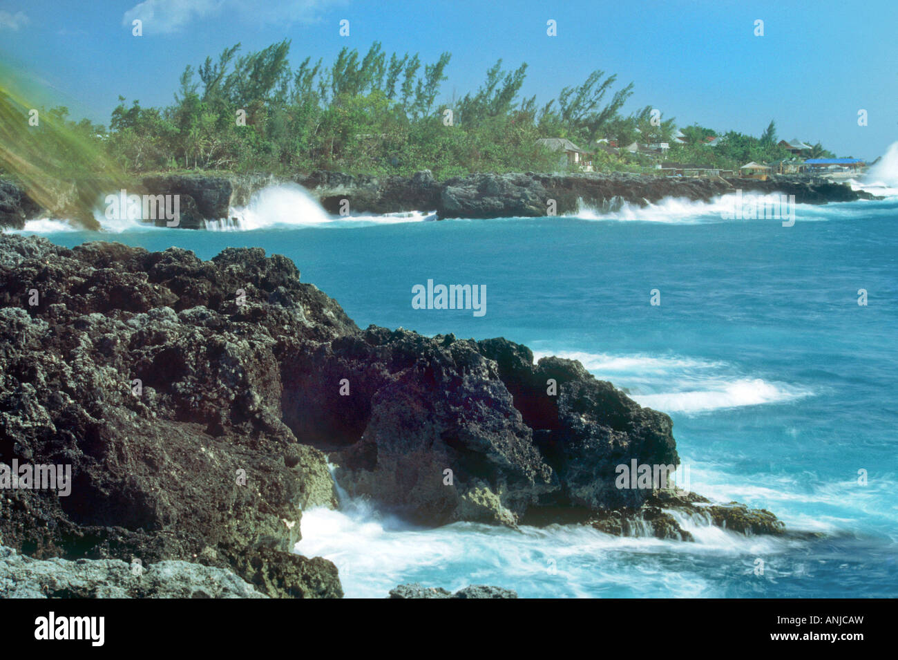 The cliffs and sea at West End of Negril Jamaica West Indies Stock ...