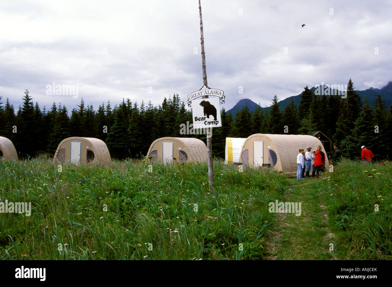 AK Lake Clark National Park Alaska Bear Camp canvas tents outdoor ...