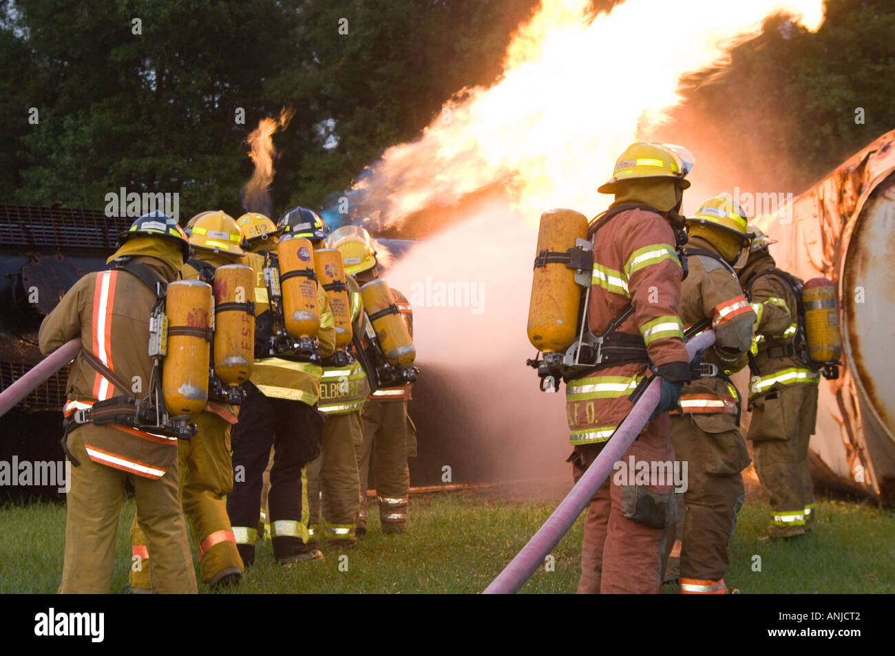Firefighter training exercise Stock Photo - Alamy