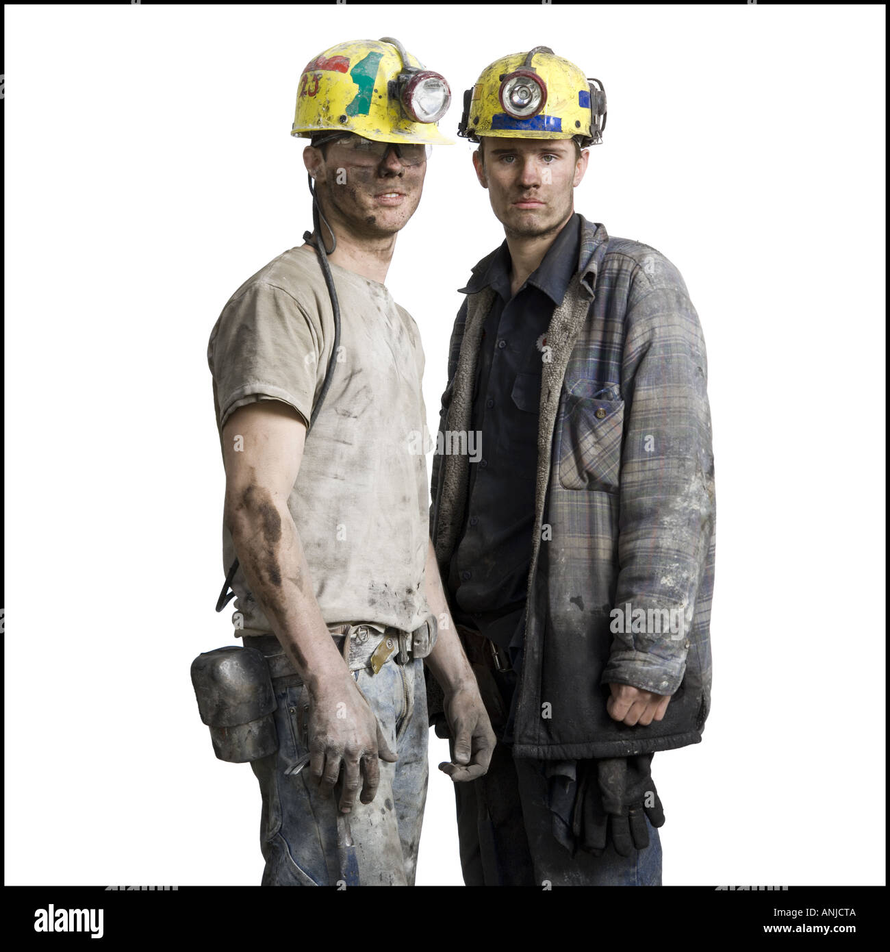 Portrait of two miners standing together Stock Photo - Alamy
