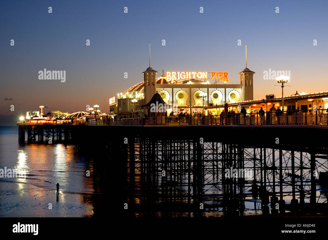 Brighton Pier at night Brighton East Sussex England UK Stock Photo - Alamy