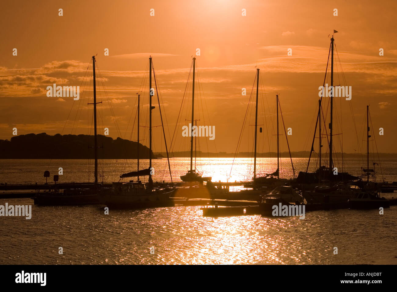 UK Northern Ireland County Down Portaferry Strangford Lough sun setting ...