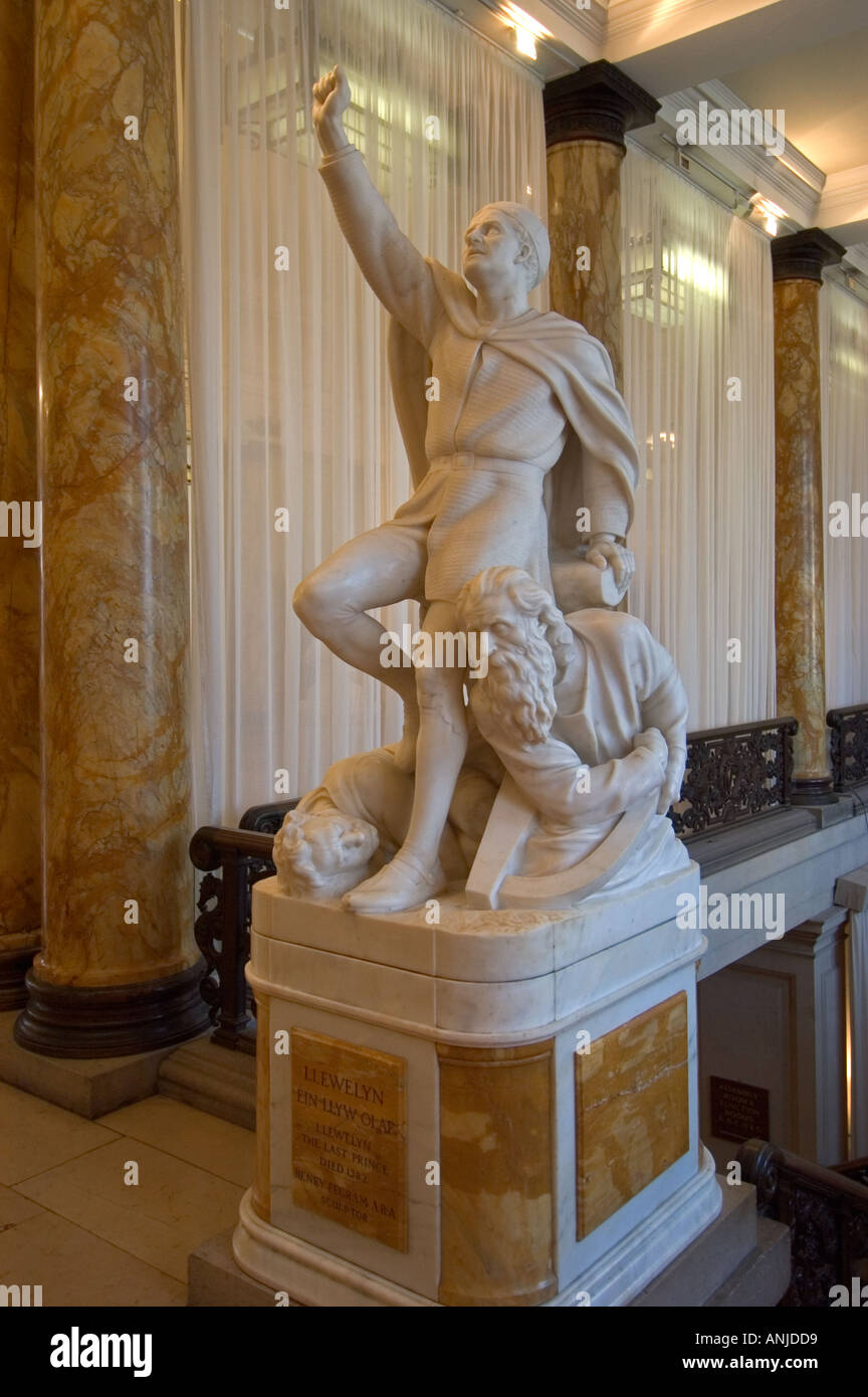 Statue of Llewellyn the last Prince in Cardiff City Hall Cardiff Civic ...