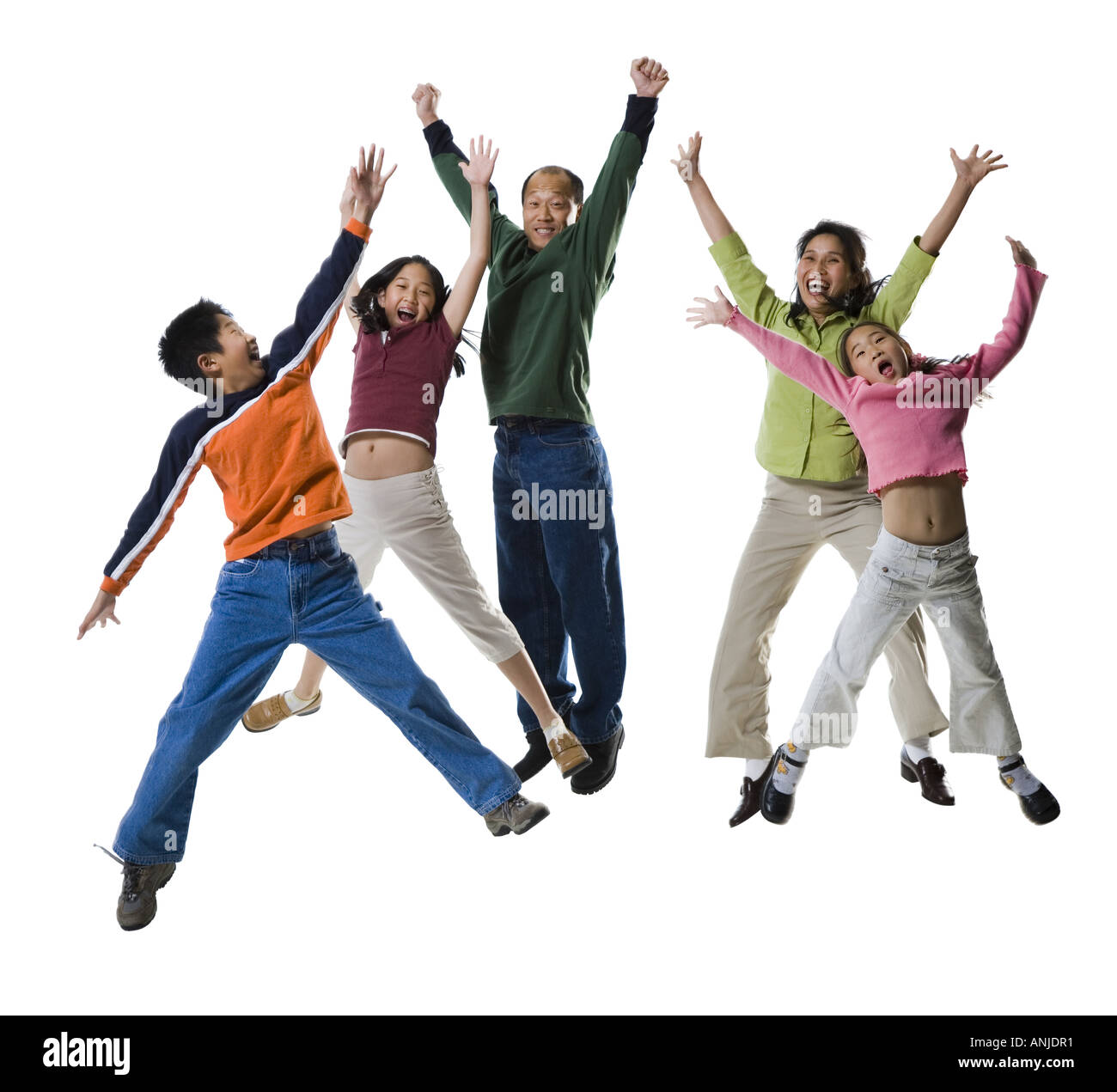 Asian family jumping Stock Photo - Alamy