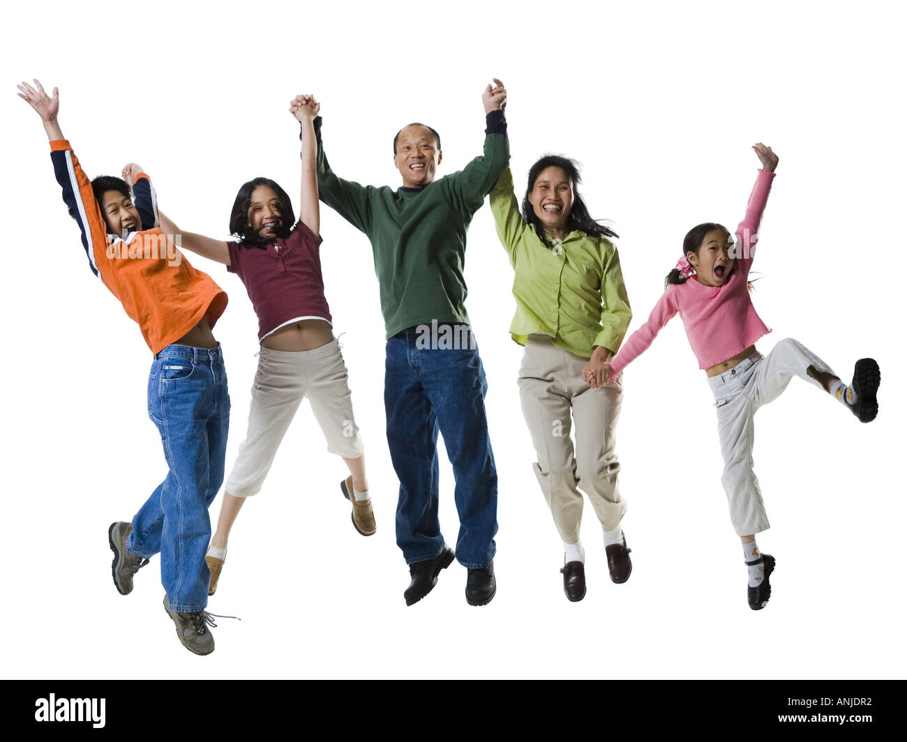 Asian family jumping Stock Photo - Alamy