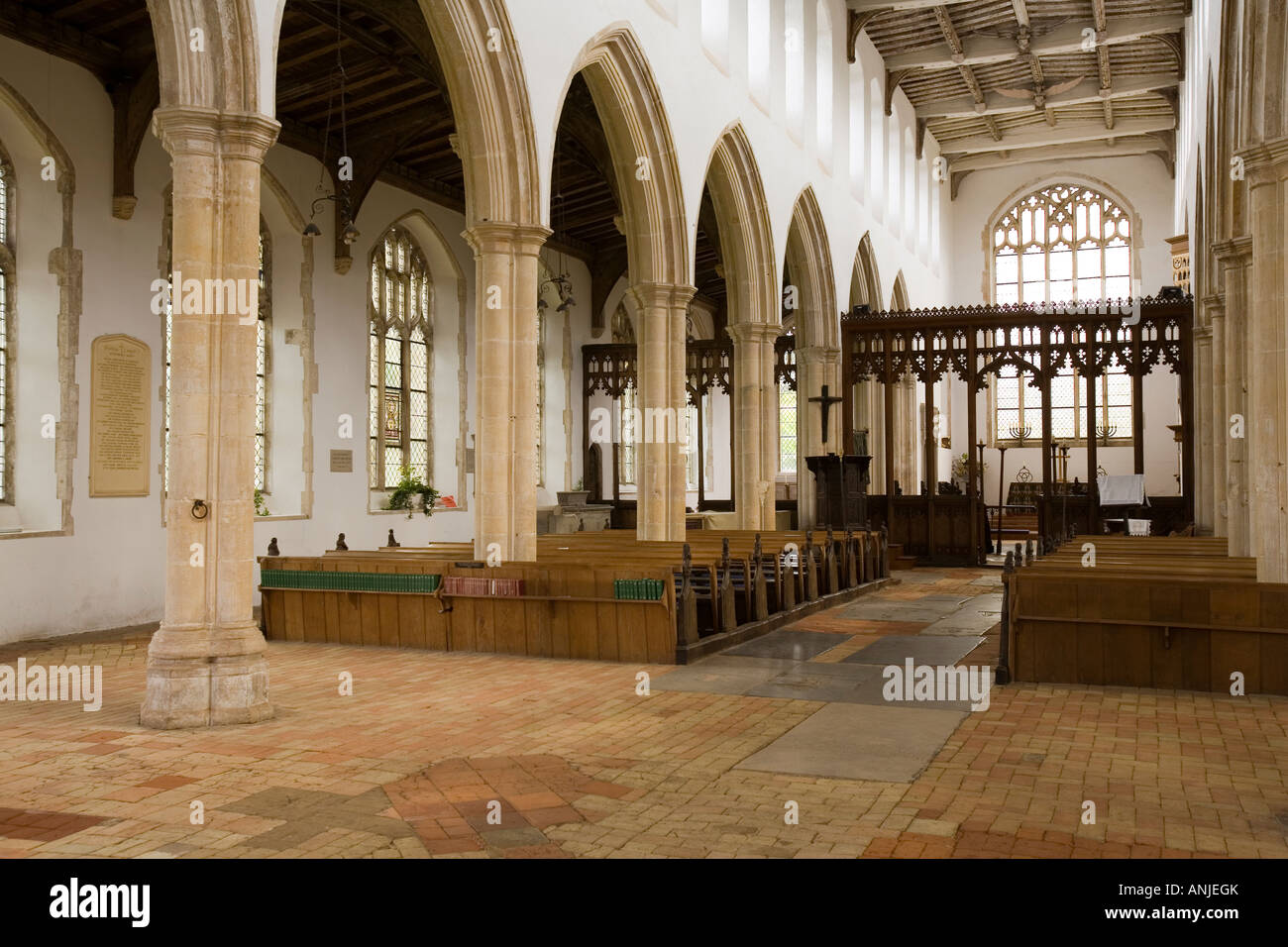 UK Suffolk Blythburgh village Holy Trinity Church interior showing ring ...