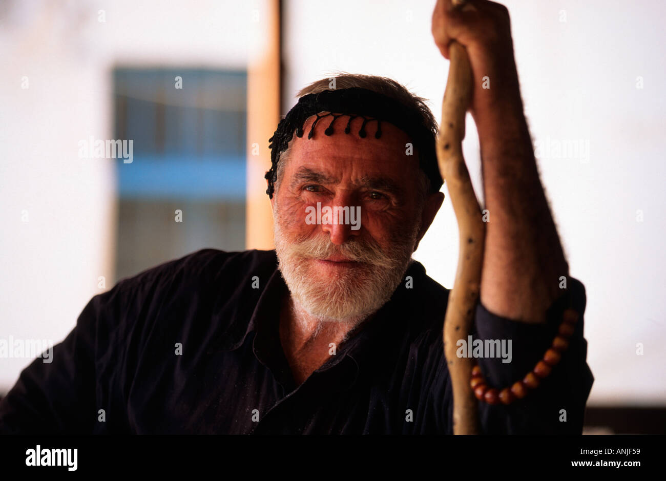 greece crete chora sfakion old man with traditional costume and ...