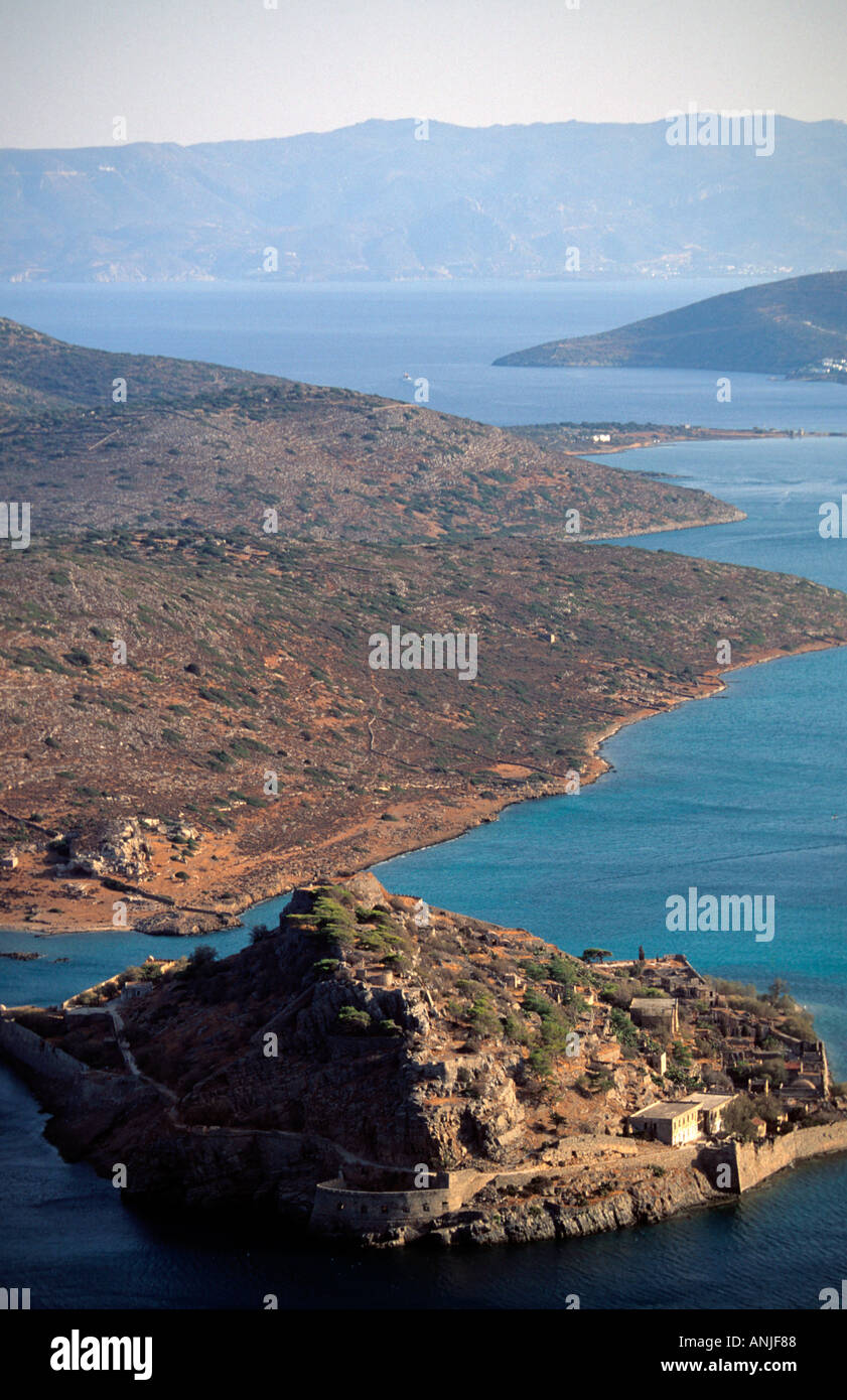 greece crete elounda view over the bay to the islet of spinalonga which ...