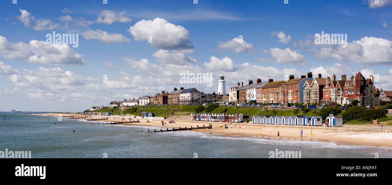 UK Suffolk Southwold seafront from the pier panoramic Stock Photo - Alamy