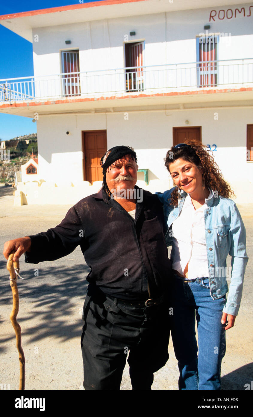 greece crete chora sfakion old man wearing traditional costume with his ...