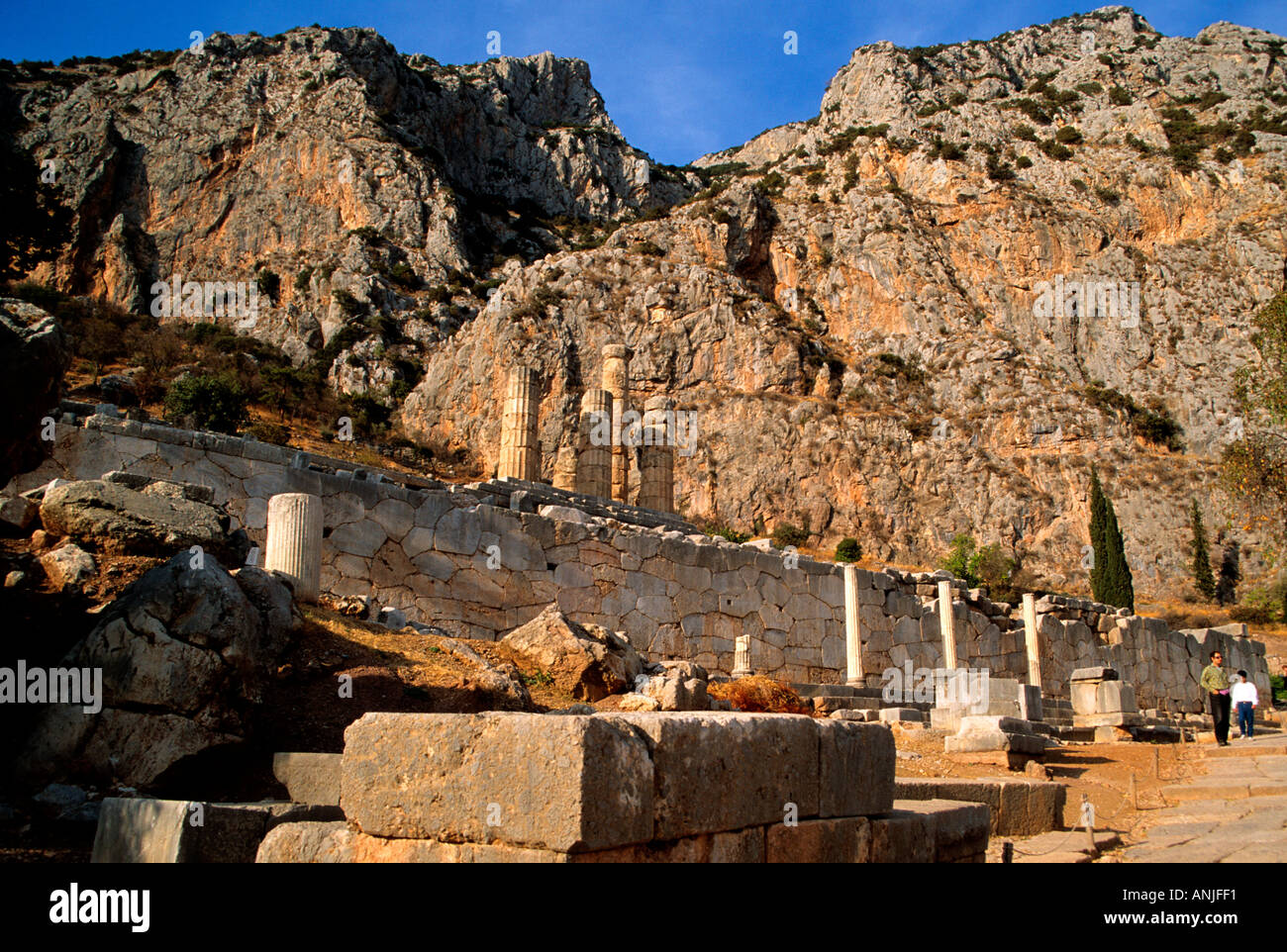 mainland greece delphi view of the temple of apollo and the sacred way ...