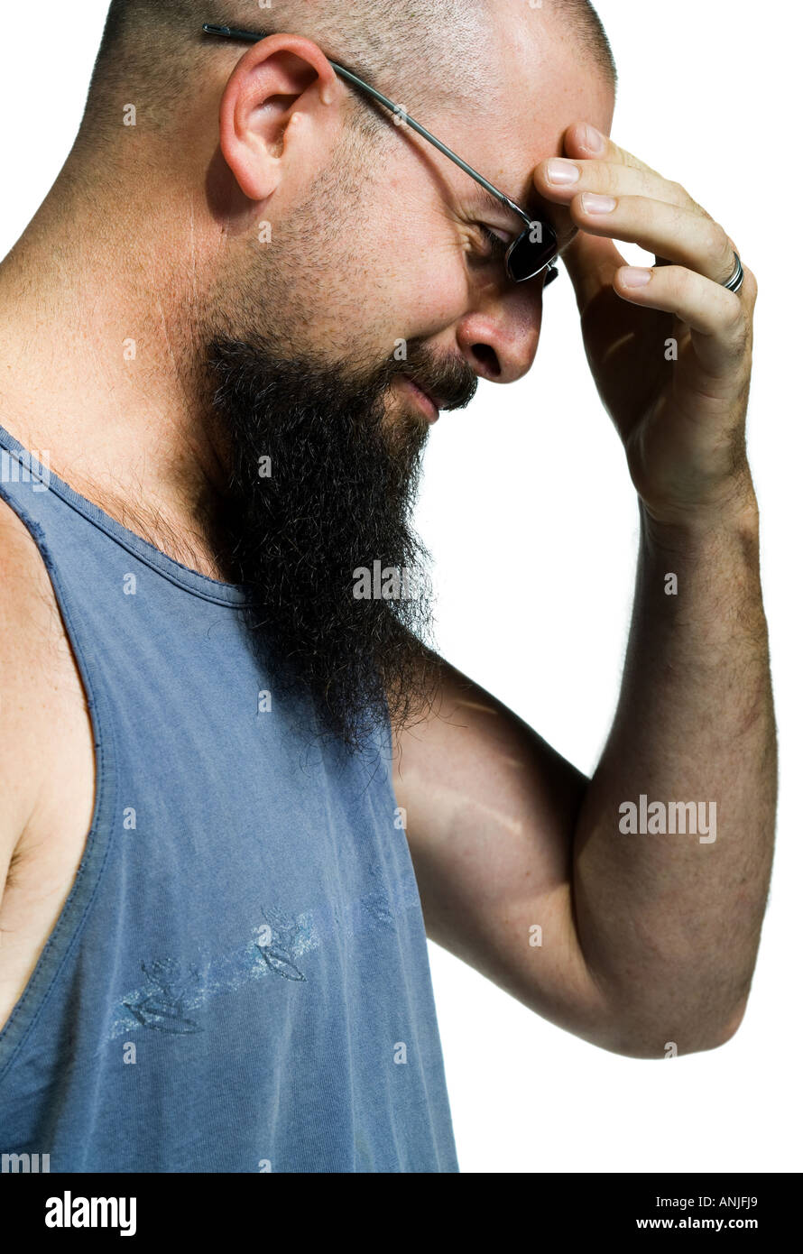 Side profile of a young man thinking Stock Photo - Alamy