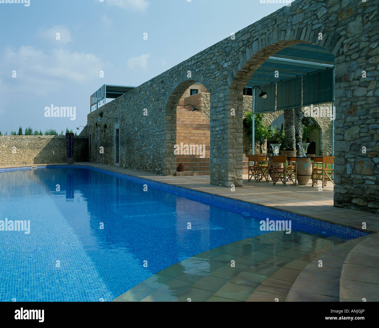 Steps are seen leading into a swimming pool Stock Photo - Alamy