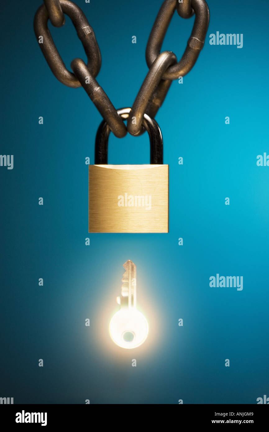 Padlock with key Stock Photo - Alamy
