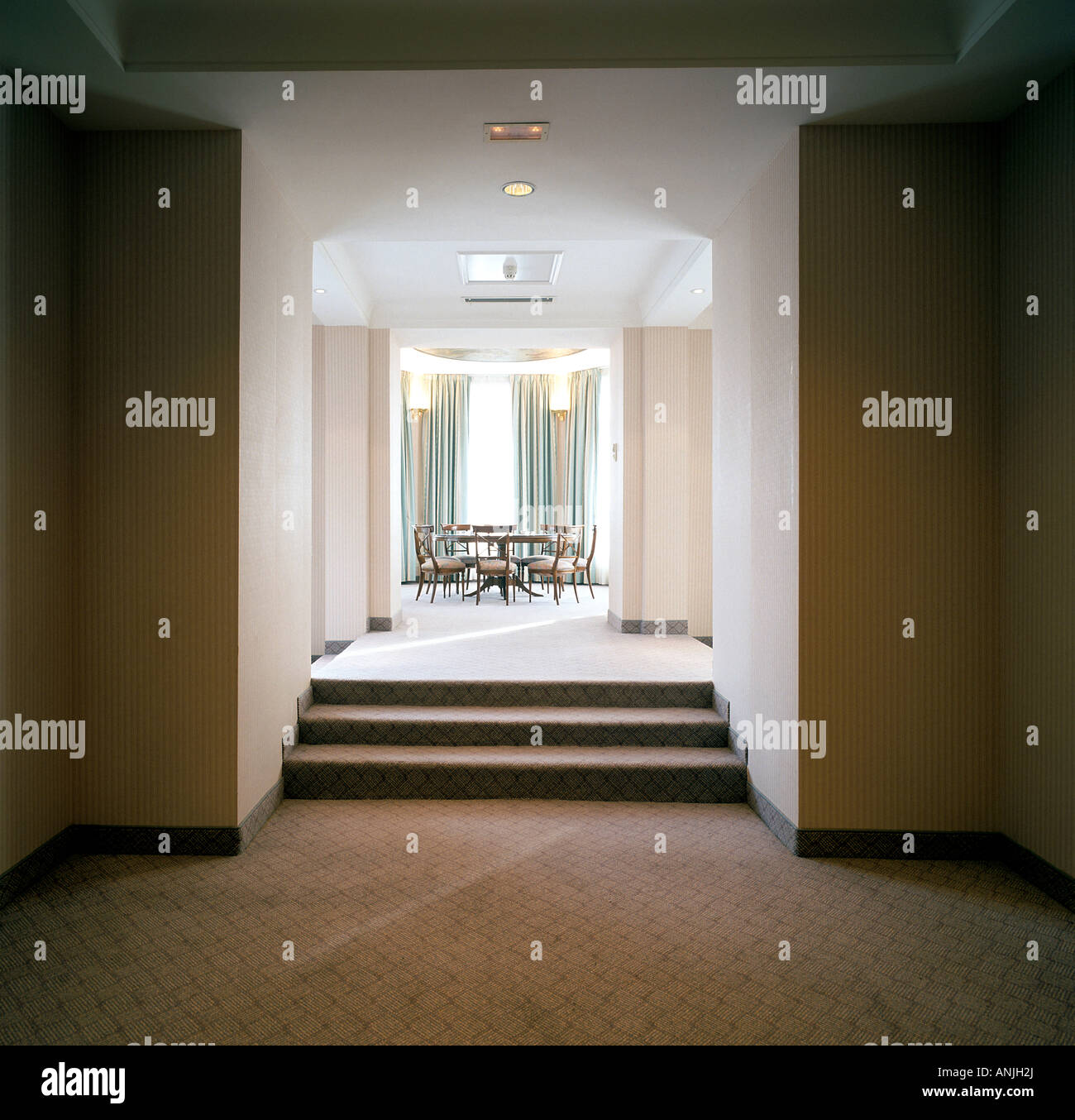 View of a dining room from a hallway Stock Photo - Alamy